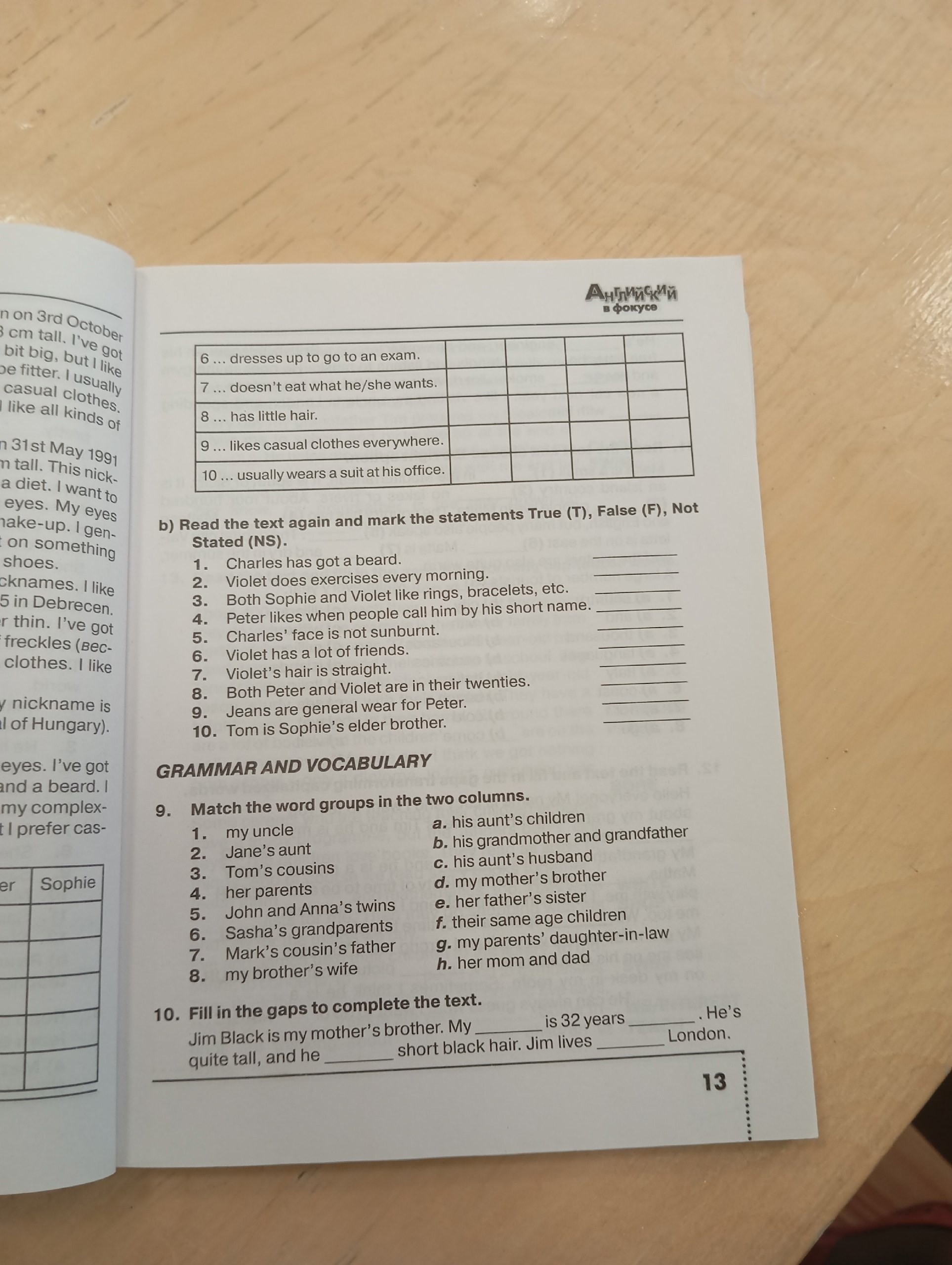 b) Read the text again and mark the statements True (T), False (F), Not Stated (NS). 1. Charles ...