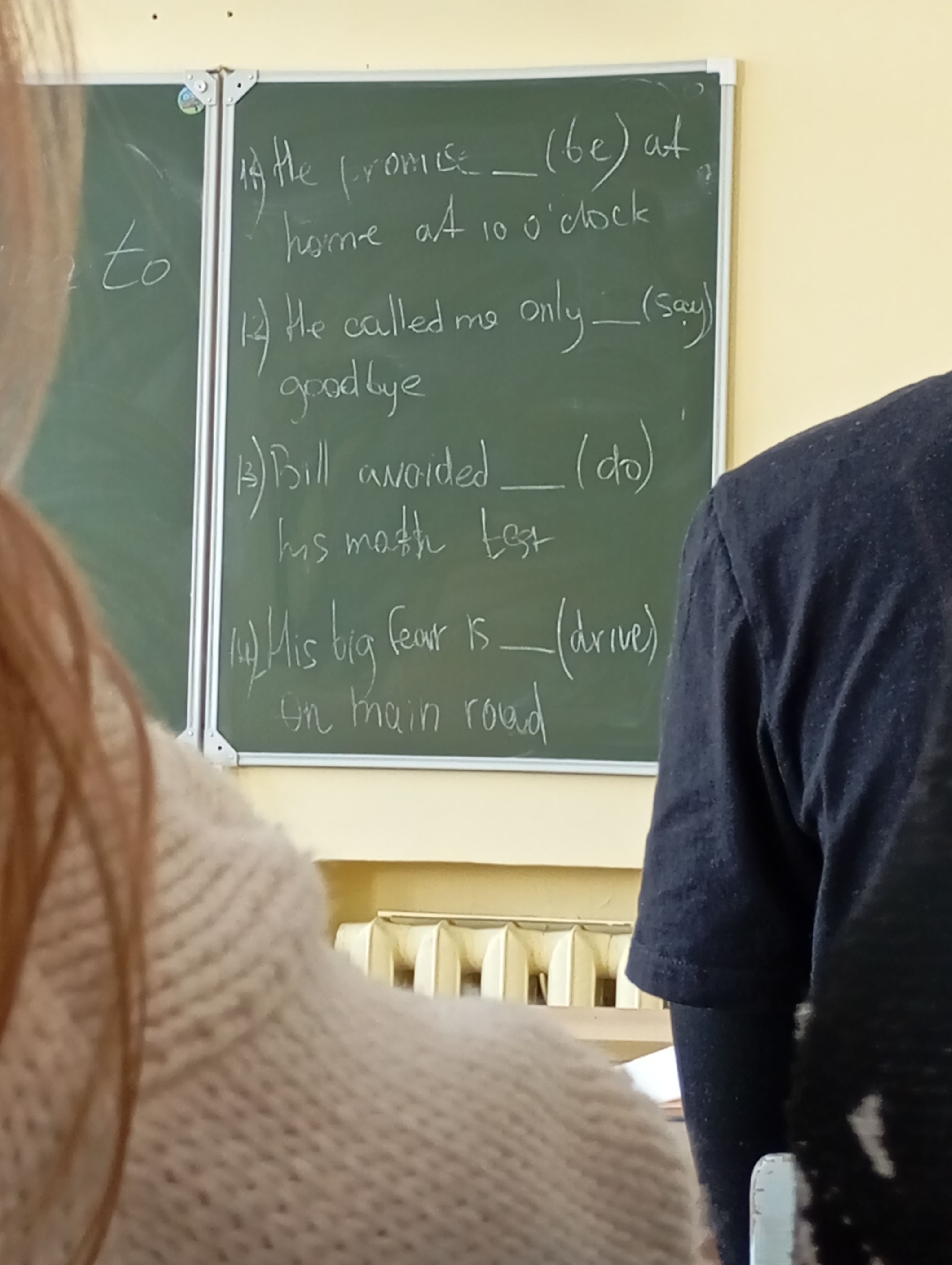 12) He called me only _ (say) goodbye